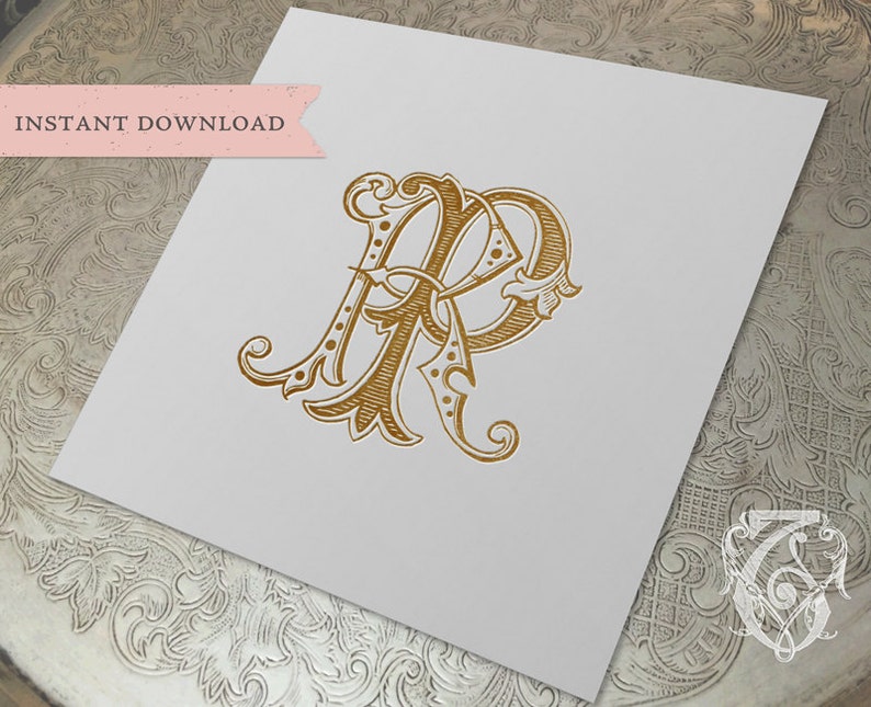 Vintage Monogram RP Digital Download R P - Etsy