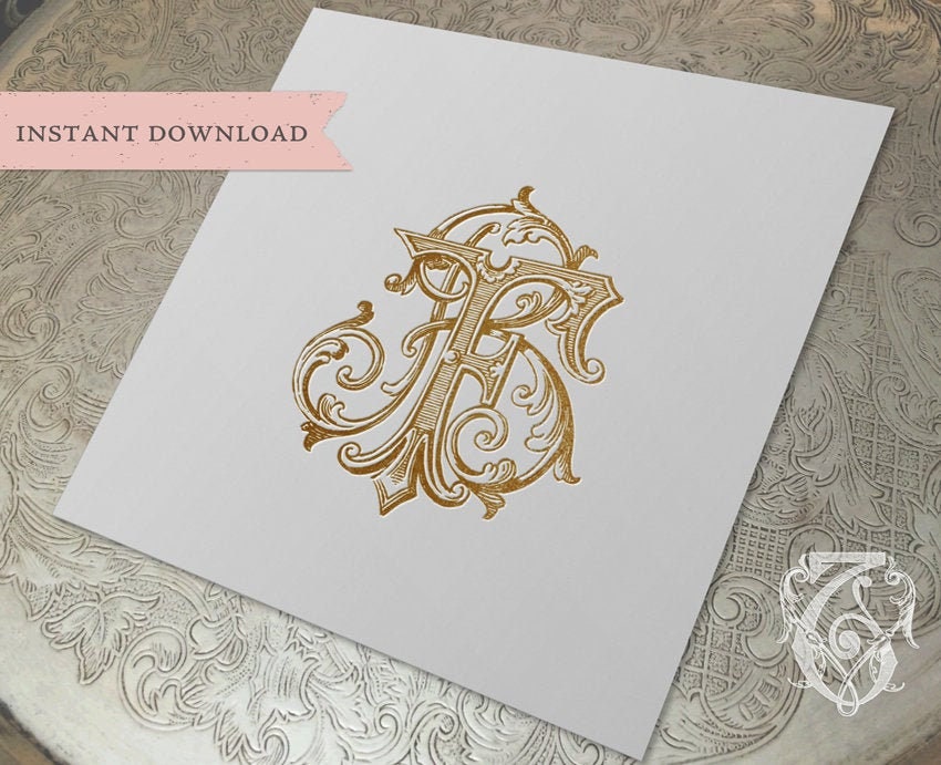 Vintage Monogram FB BF Digital Download B F - Etsy