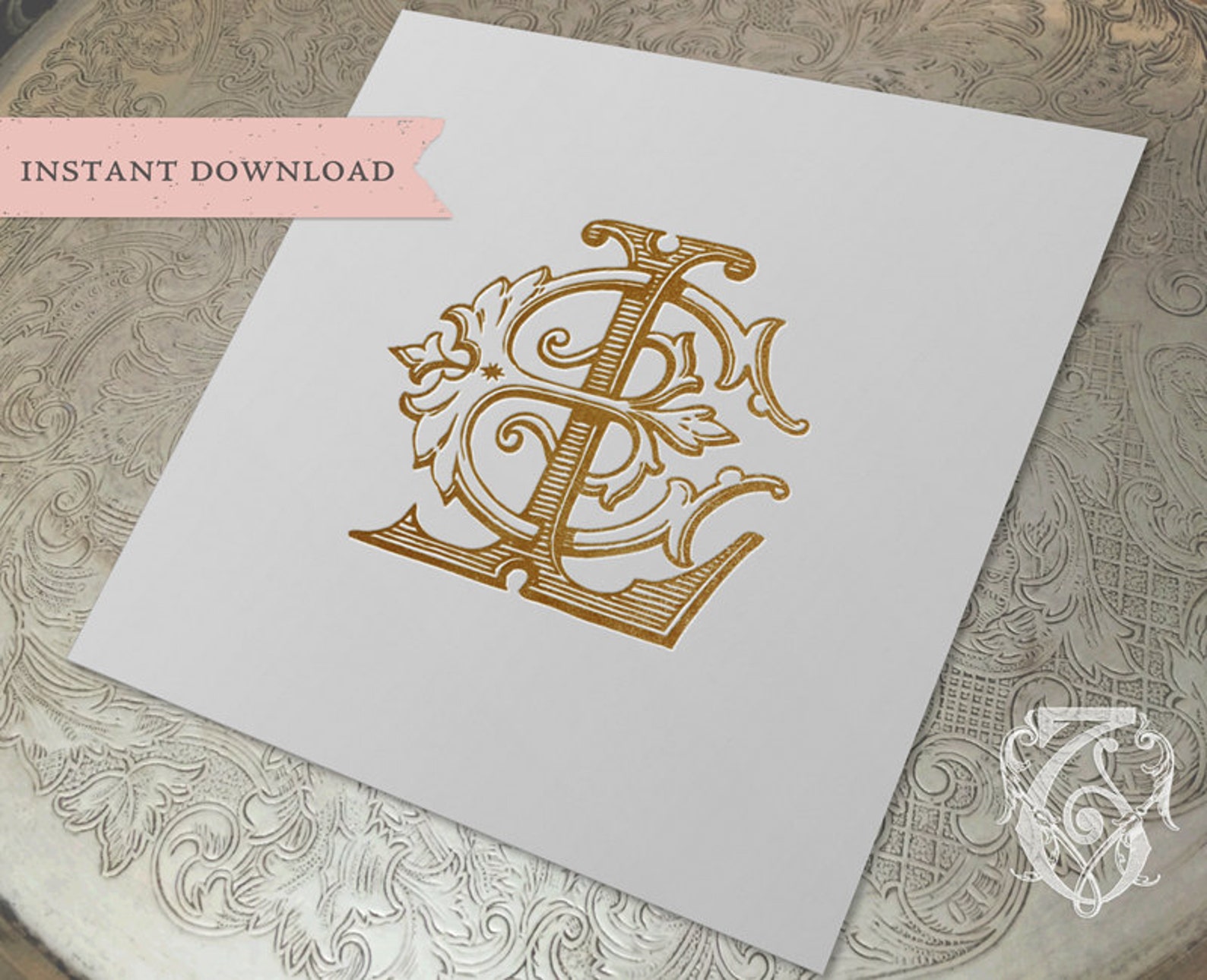 Vintage Monogram LE EL Digital Download L E - Etsy
