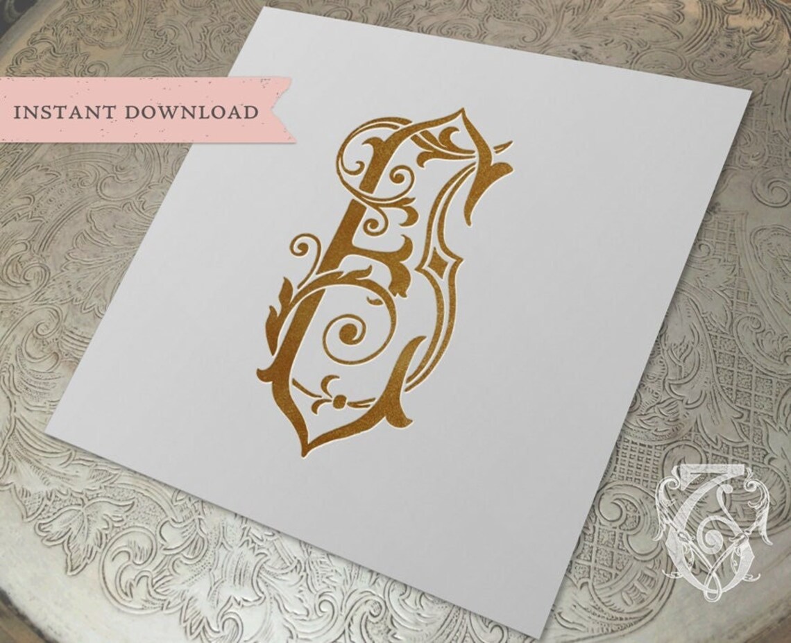 Vintage Monogram EJ JE Digital Download J E - Etsy