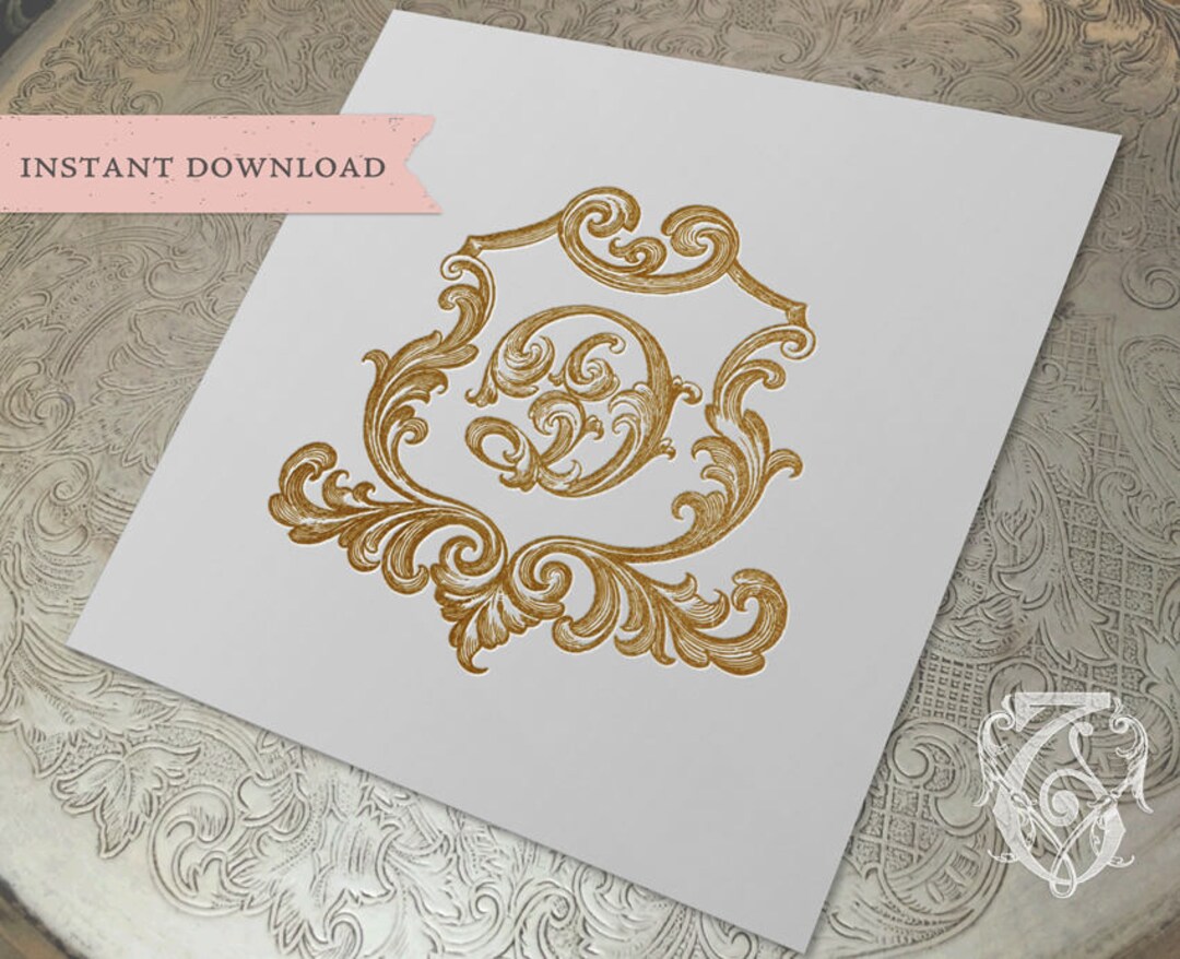 Vintage Wedding Crest Initial D Digital Download - Etsy