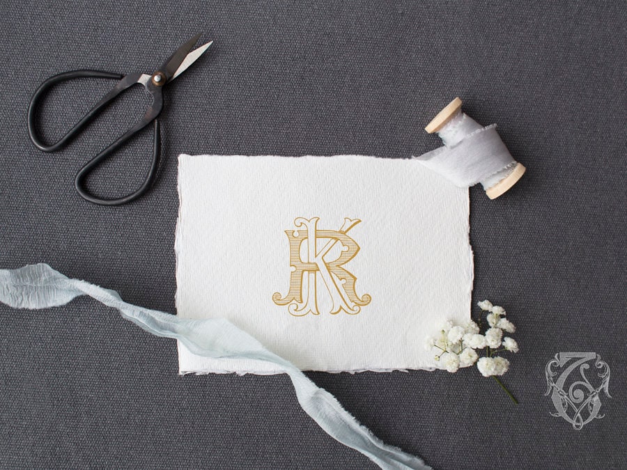 Vintage Monogram KR RK Digital Download K R - Etsy