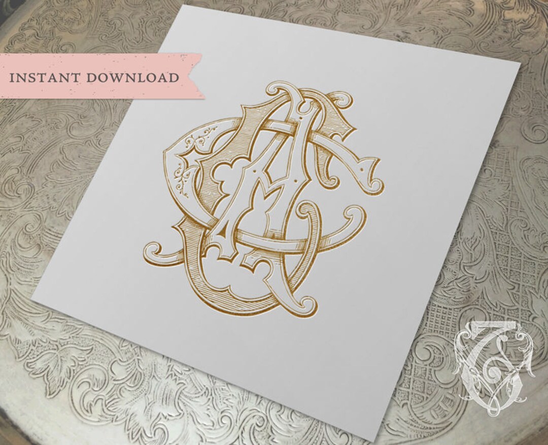 3 Initial Vintage Monogram ACC Digital Download CCA CAC - Etsy