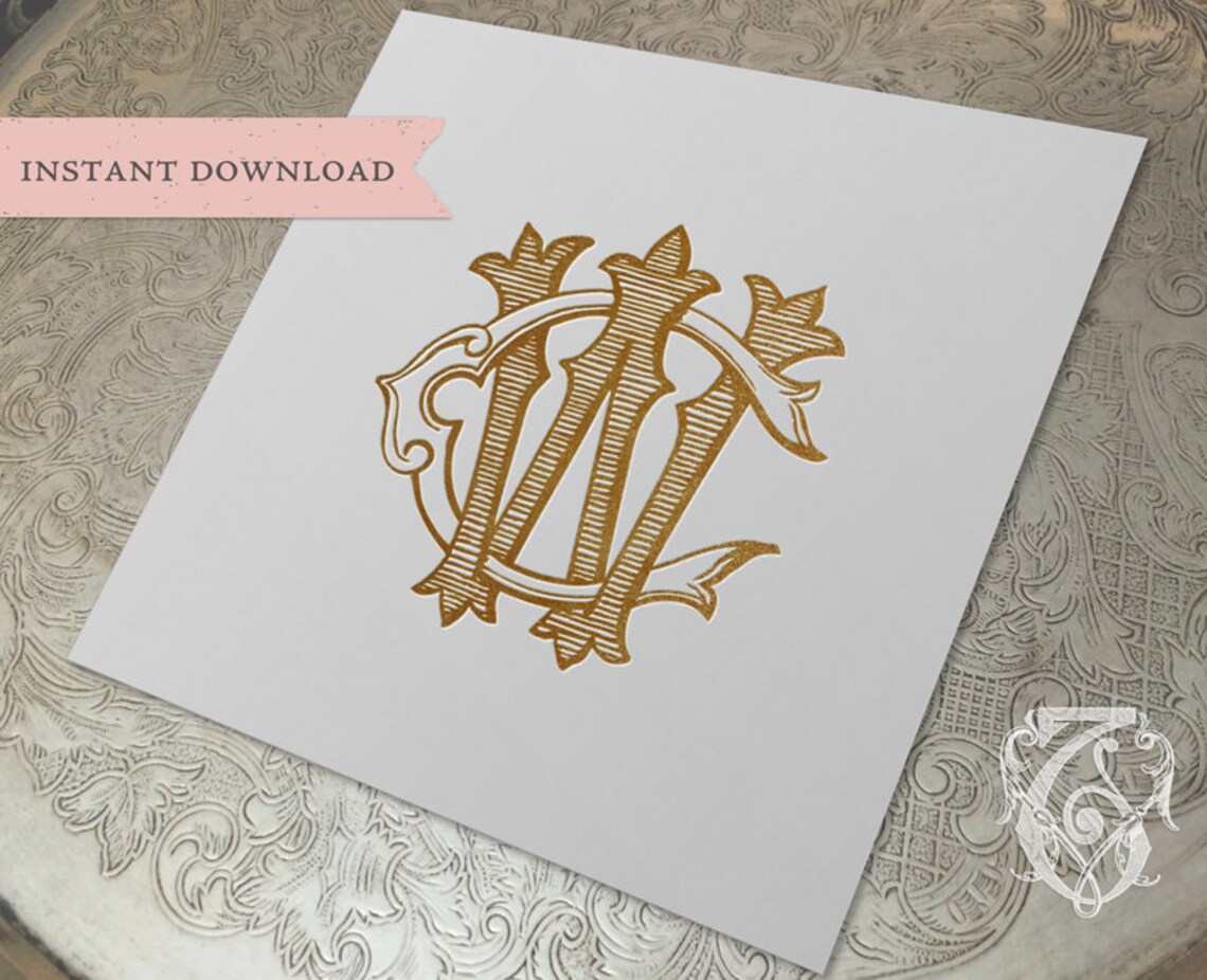 Vintage Monogram WC CW Digital Download W C - Etsy