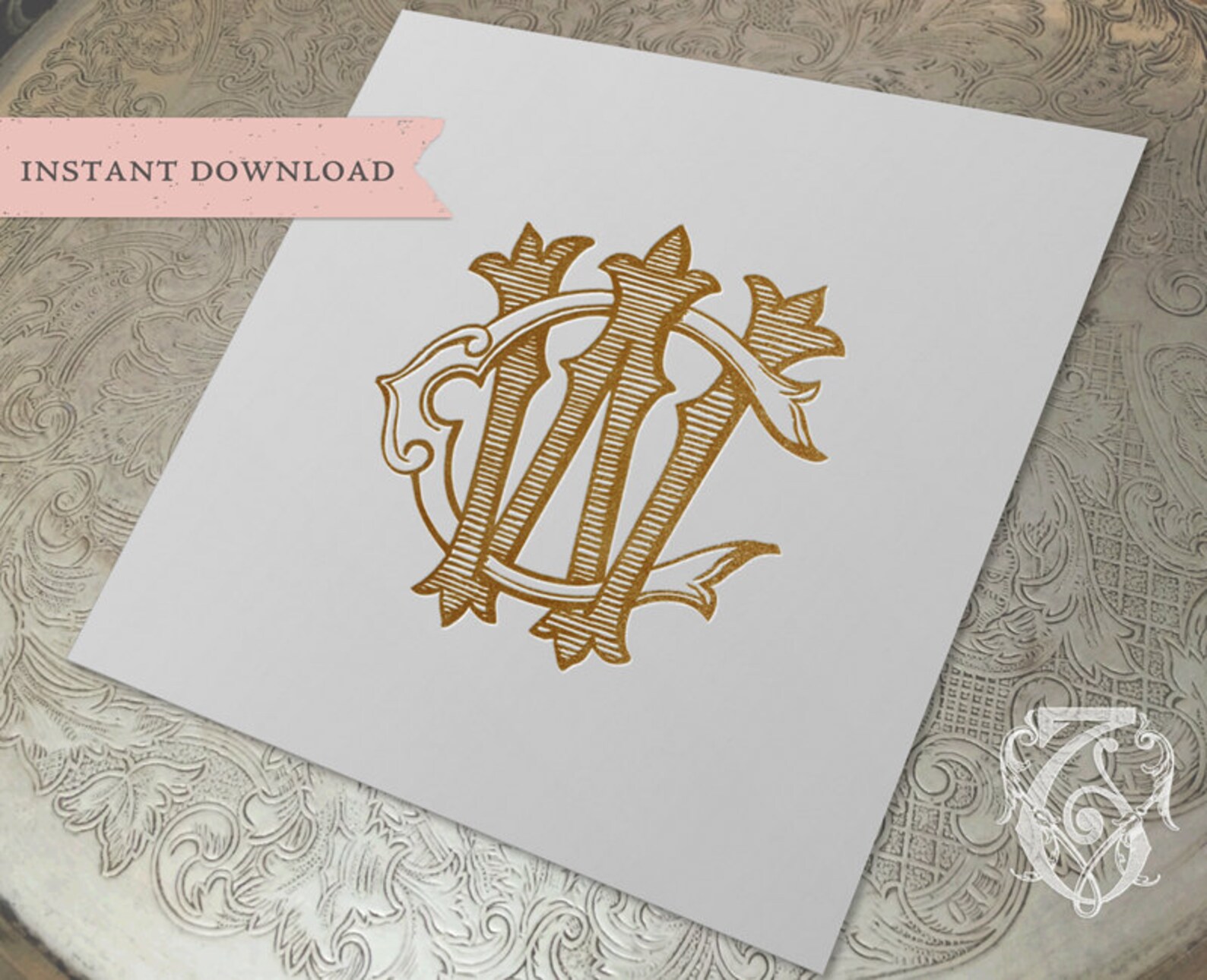 Vintage Monogram WC CW Digital Download W C - Etsy