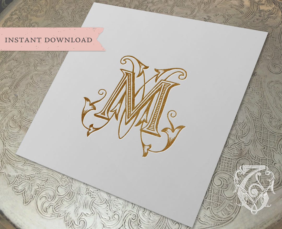 Vintage Monogram MM Digital Download Double M - Etsy