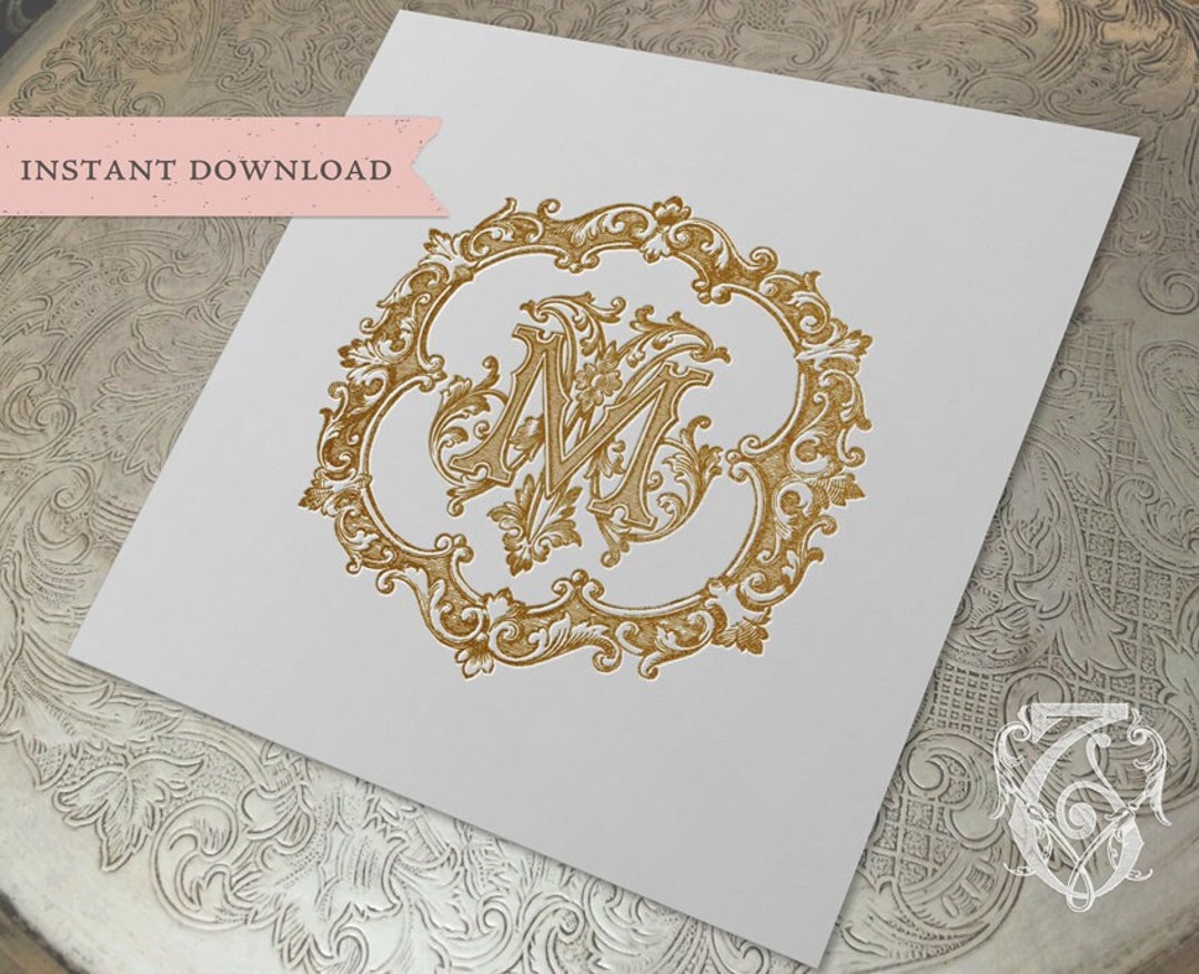 MM Frame Monogram Crest Double M Instant Download - Etsy