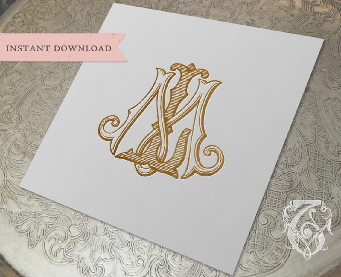 Vintage Monogram LM ML Digital Download L M - Etsy