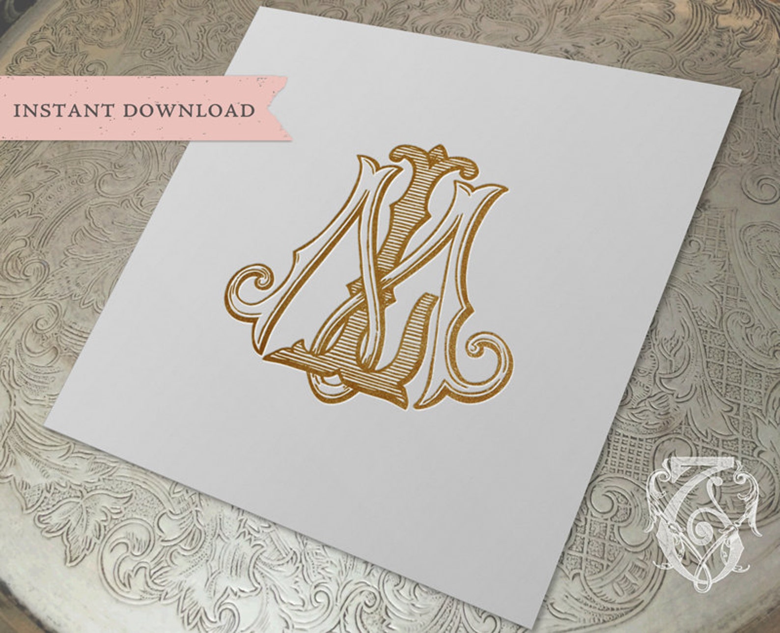 Vintage Monogram LM ML Digital Download L M - Etsy