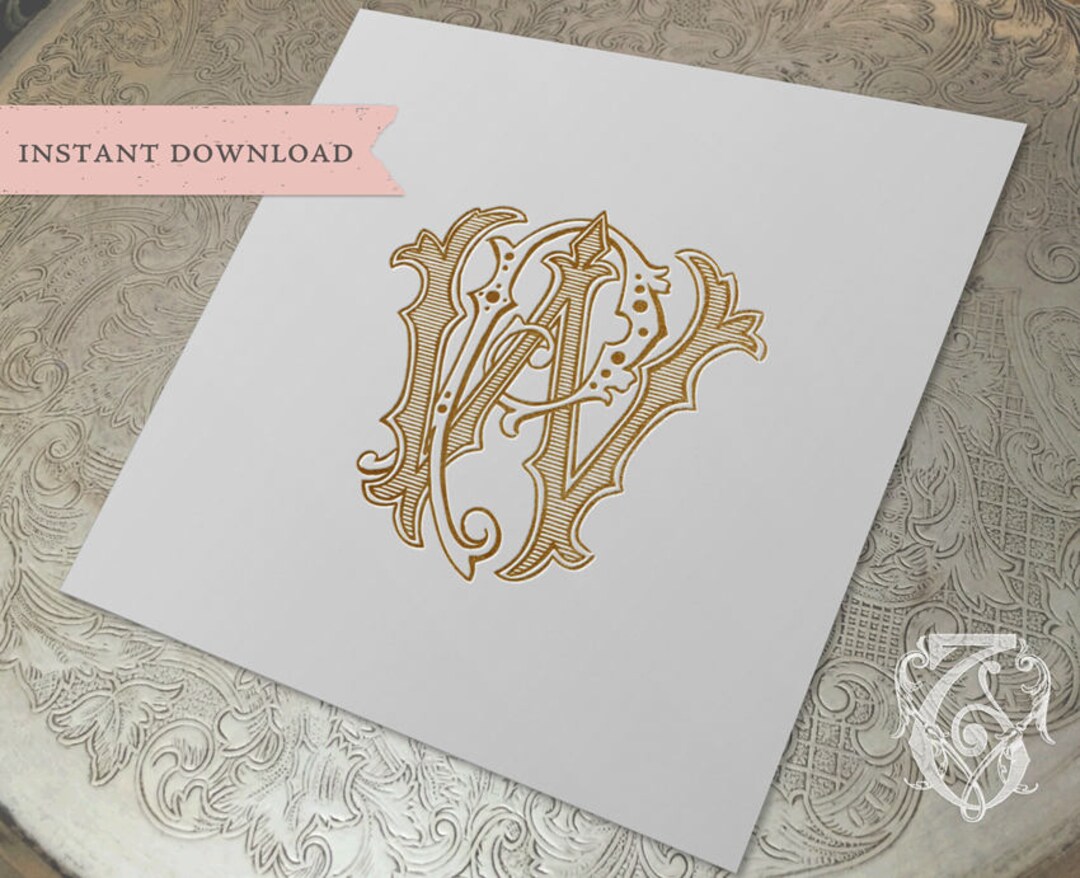 Vintage Monogram WP PW Digital Download W P - Etsy