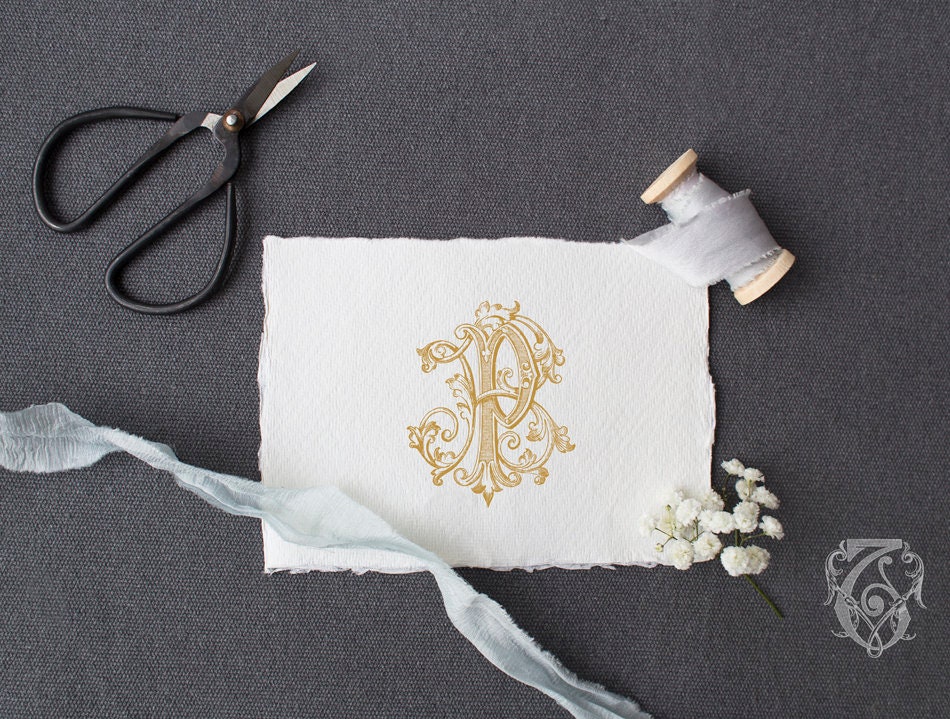 Vintage Monogram BP PB Digital Download B P - Etsy