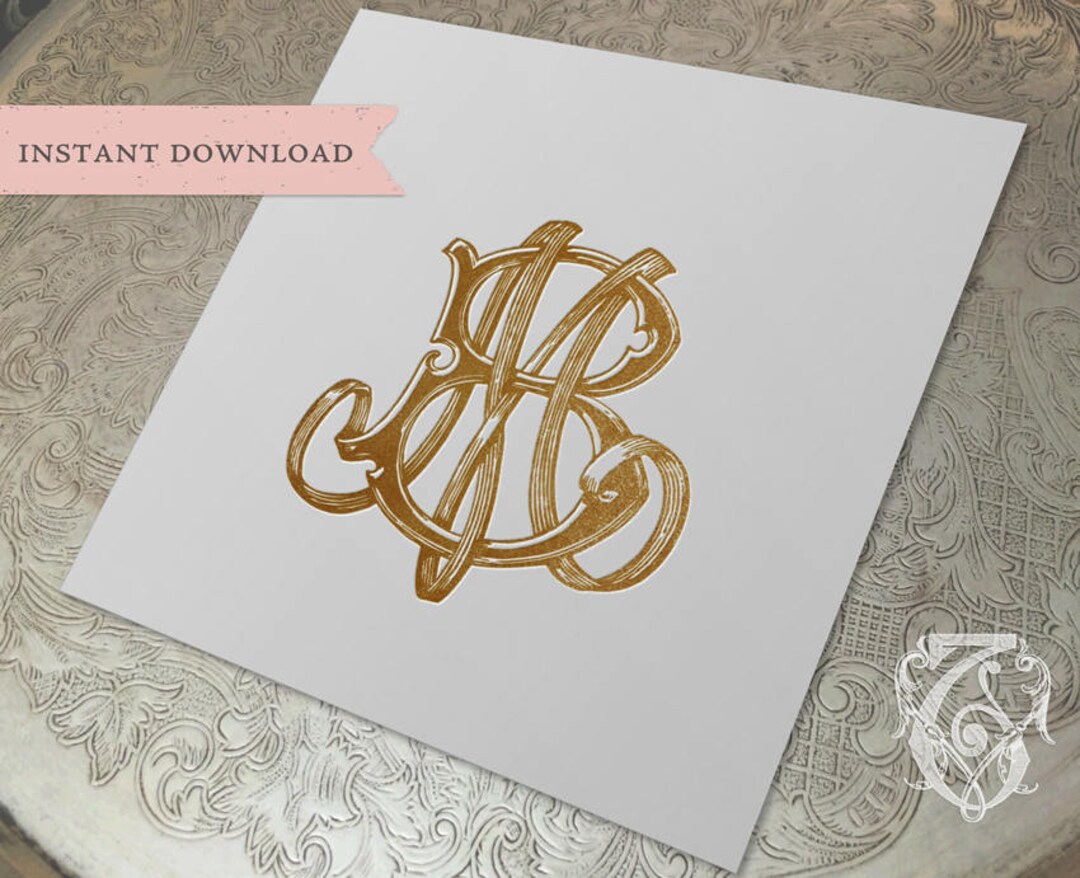 Vintage Monogram MB BM Digital Download M B - Etsy