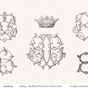 Antique Monogram Graphic Set the Beth Neumann Collection Symmetry B ...