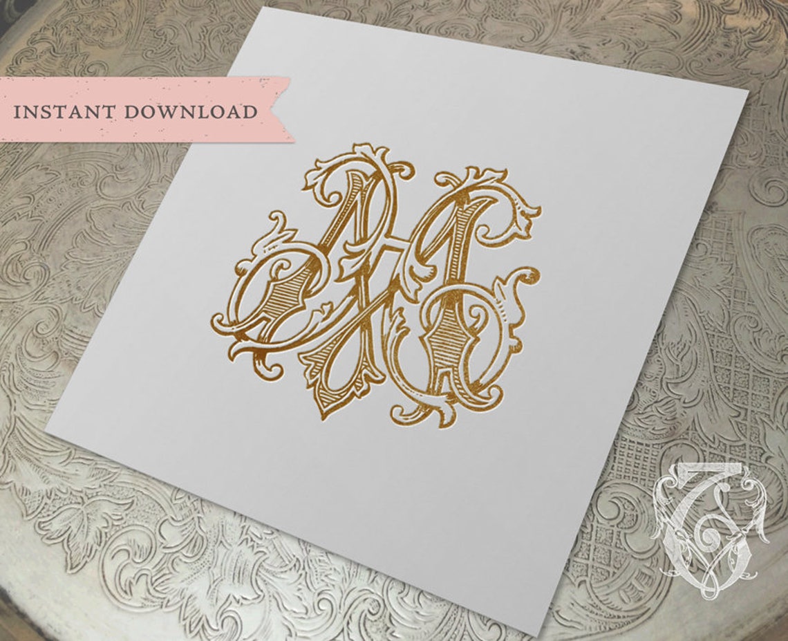 Vintage Monogram HM MH Digital Download H M - Etsy