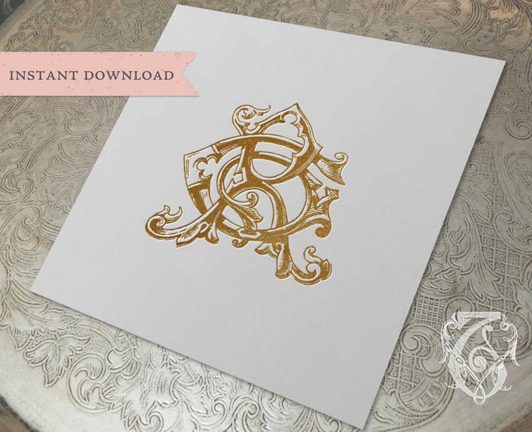Vintage Monogram GR RG Digital Download G R - Etsy