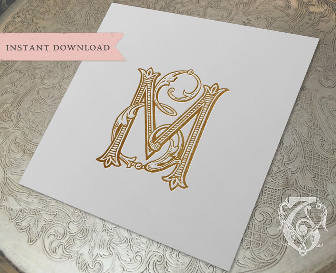 Vintage Monogram ME EM Digital Download E M - Etsy