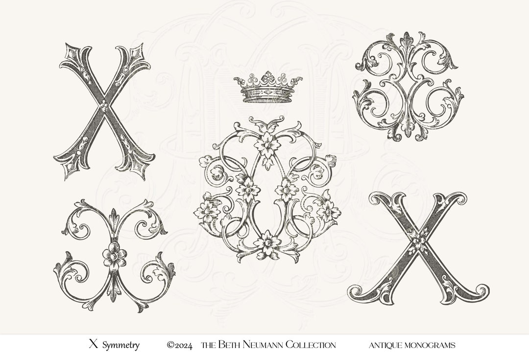 Antique Monogram Graphic Set the Beth Neumann Collection Symmetry X ...