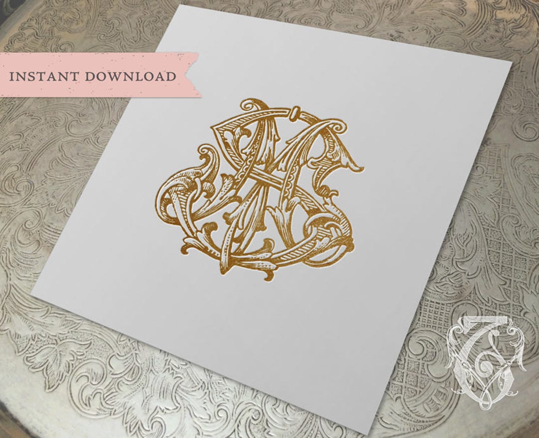 Vintage Monogram MS SM Digital Download S M - Etsy