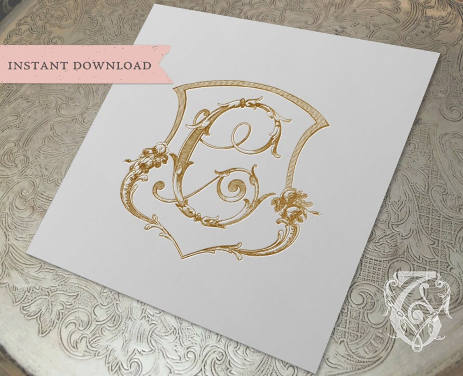 C Crest Vintage Initial C Crest Digital Download - Etsy