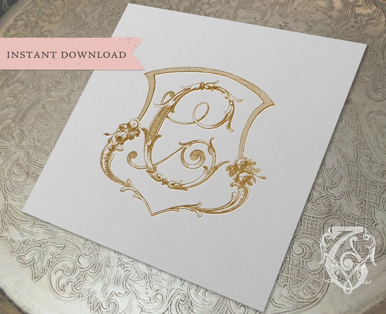 C Crest Vintage Initial C Crest Digital Download - Etsy