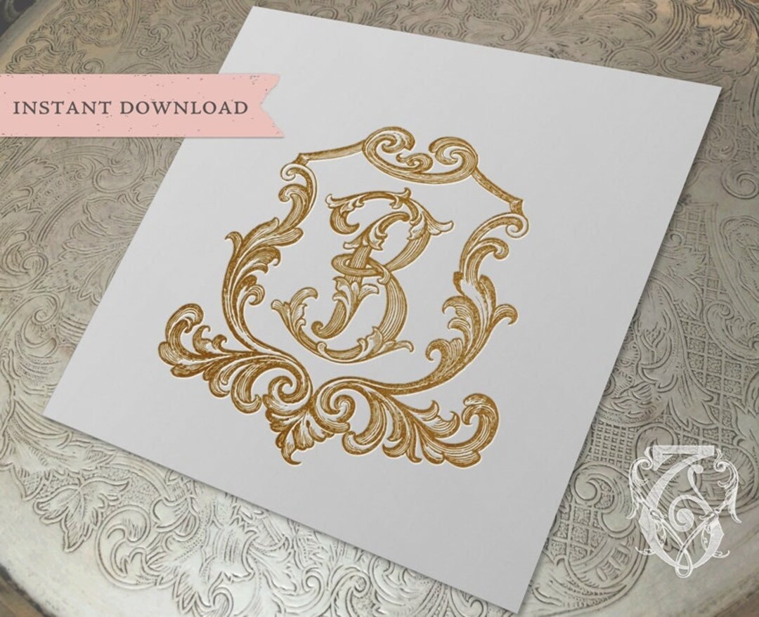 Vintage Crest Initial B Digital Download - Etsy