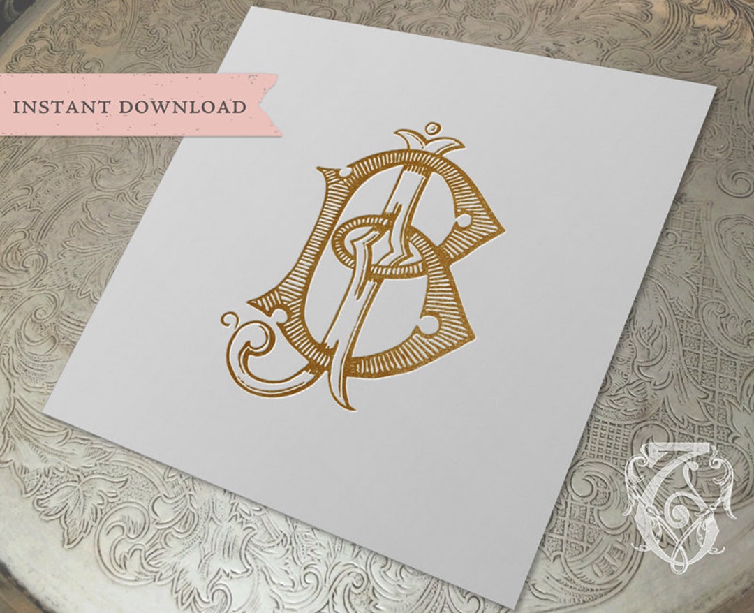 Vintage Monogram BJ JB Digital Download B J - Etsy