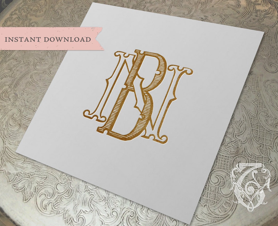 Vintage Monogram NB BN Digital Download B N - Etsy