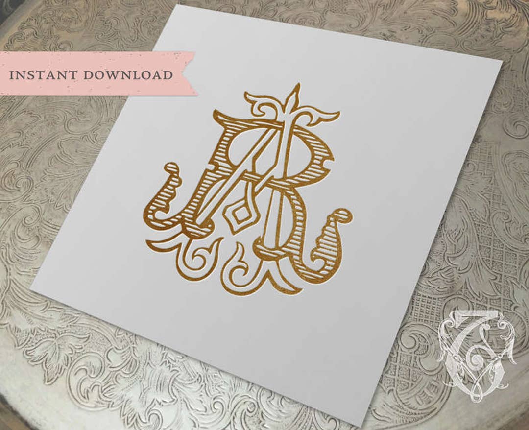 Vintage Duogram RA AR Monogram Digital Download A R - Etsy
