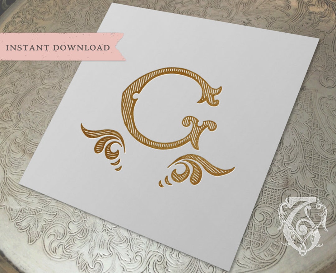 Vintage Initial Crest G Digital Download - Etsy