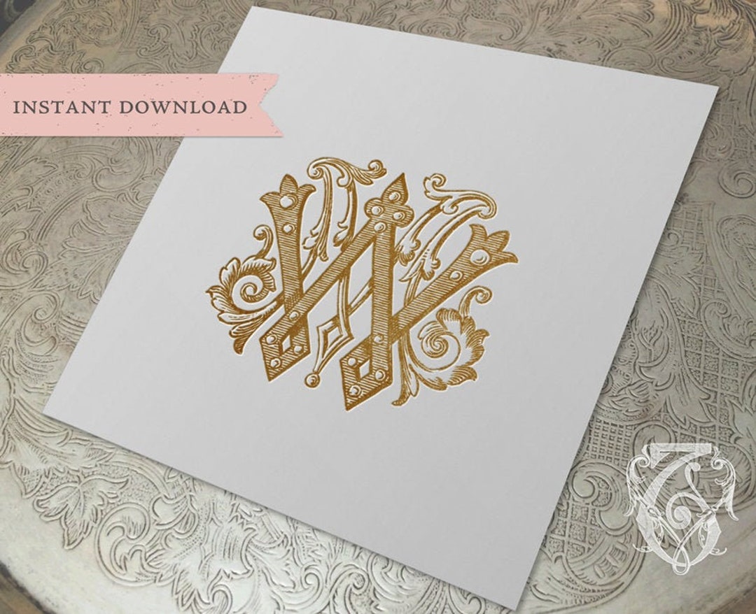 Vintage Monogram MW WM Digital Download M W - Etsy