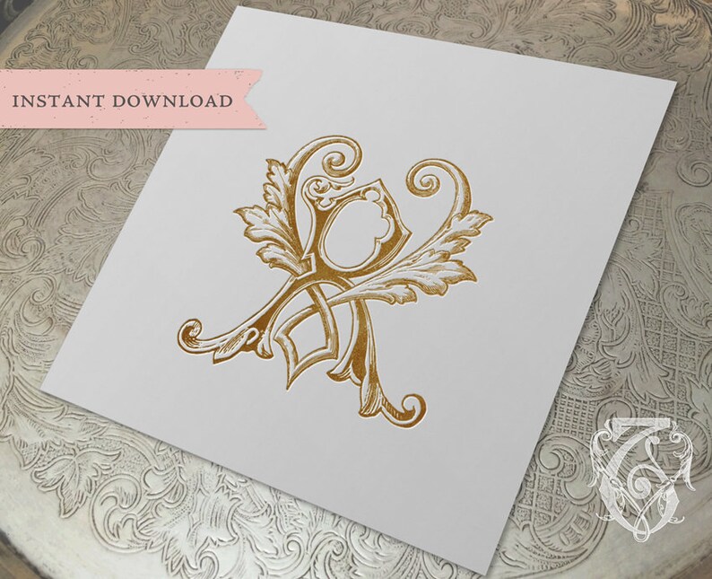 Vintage Monogram RV VR Digital Download R V - Etsy