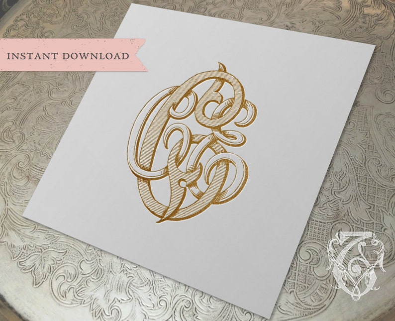 3 Initial Vintage Monogram CCE Three Letter Digital Download C C E - Etsy