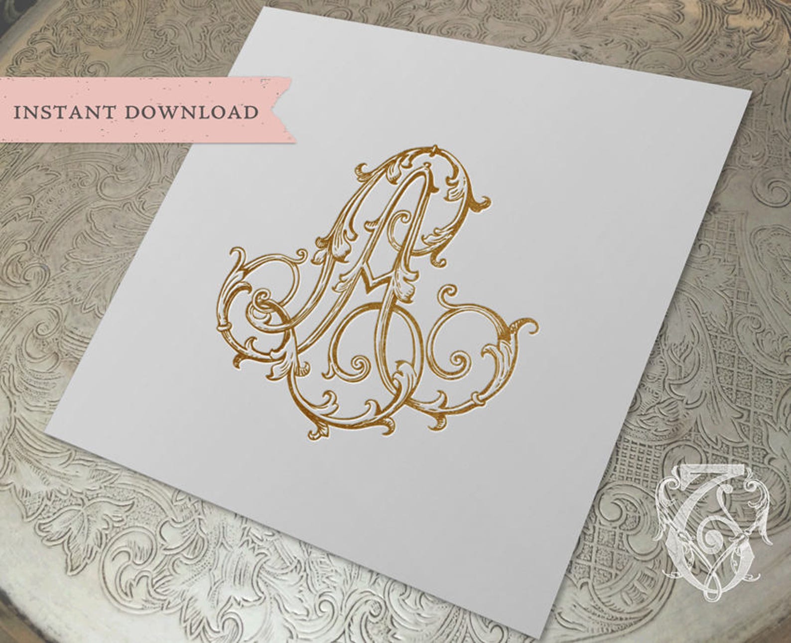 Vintage Monogram AL LA Digital Download A L - Etsy