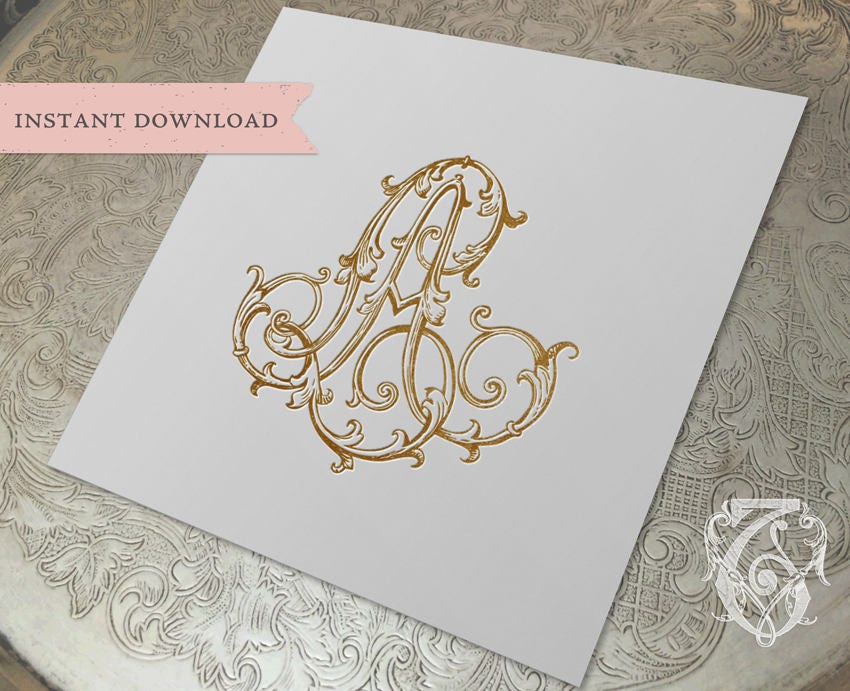 Vintage Monogram AL LA Digital Download A L - Etsy