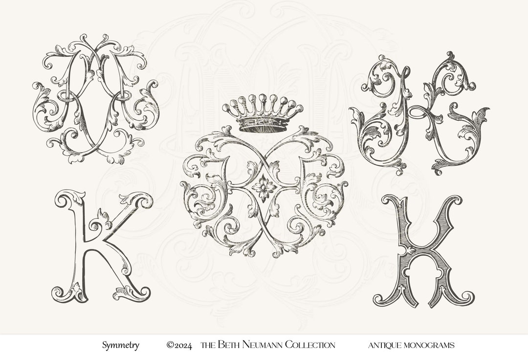 Antique Monogram Graphic Set the Beth Neumann Collection Symmetry K ...