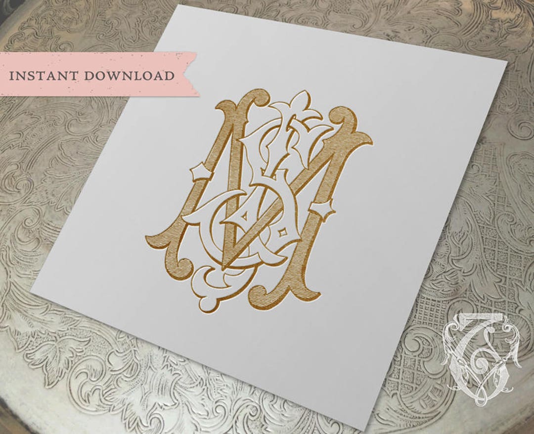 3 Initial Vintage Monogram JMS SMJ MSJ Digital Download M S J - Etsy Canada