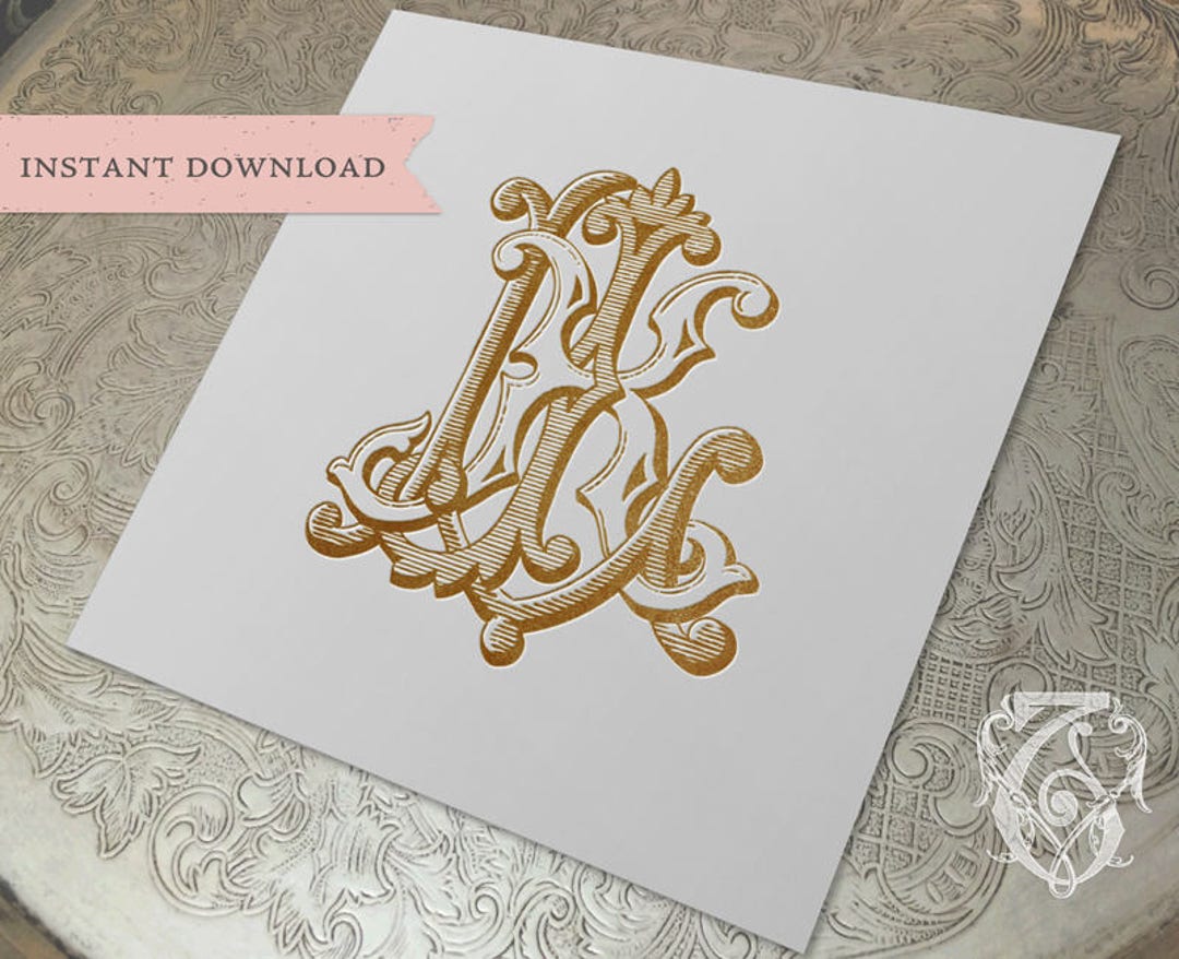 3 Initial Vintage Monogram KLJ JLK LKJ Three Letter Monogram - Etsy