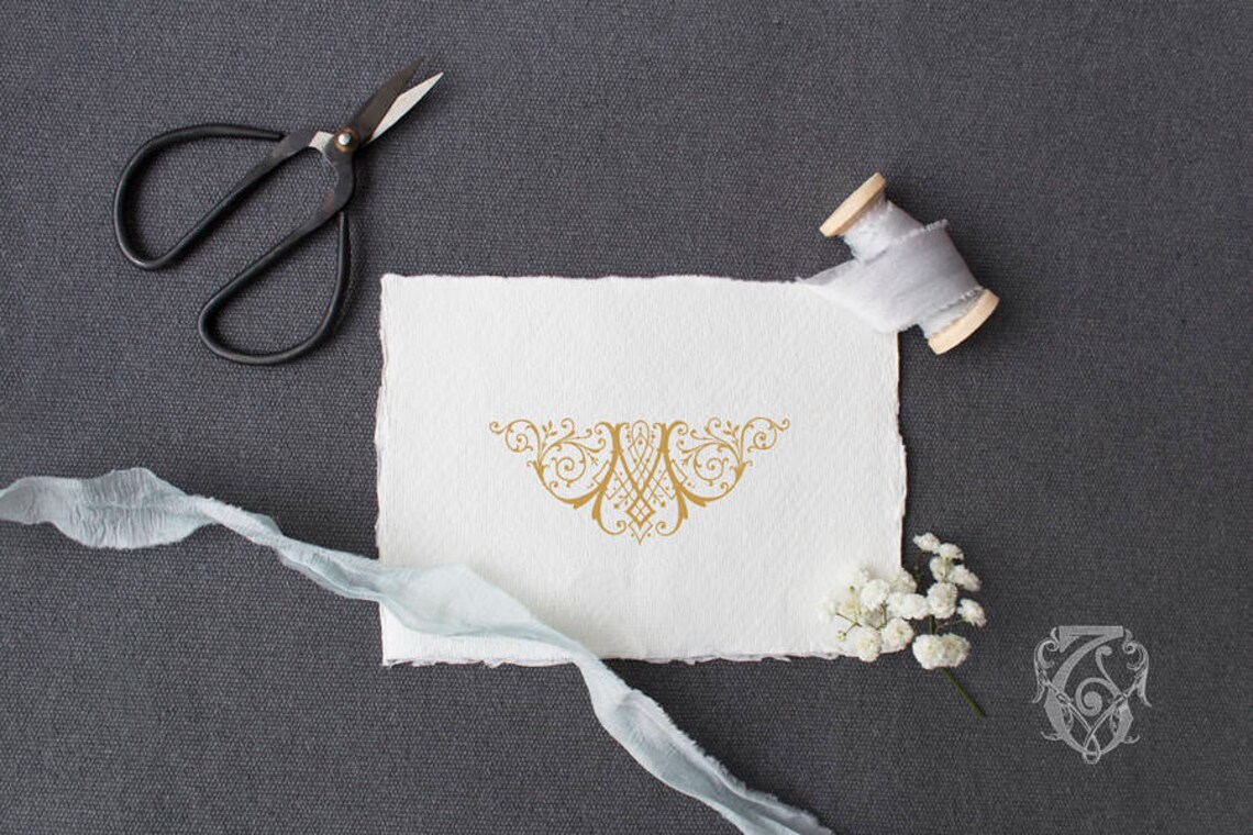 Vintage Wedding Crest Initial M Digital Download - Etsy