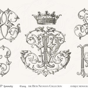 Antique Monogram Graphic Set the Beth Neumann Collection Symmetry P ...