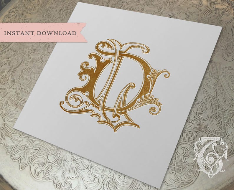 Vintage Monogram DL LD Digital Download D L - Etsy