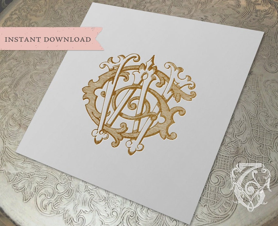Vintage Monogram GW WG Digital Download W G - Etsy