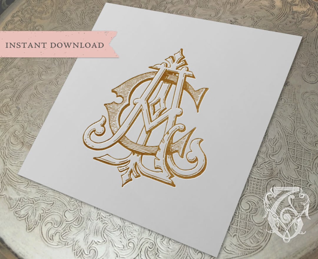3 Initial Vintage Monogram ACL Digital Download CLA LAC Lca - Etsy