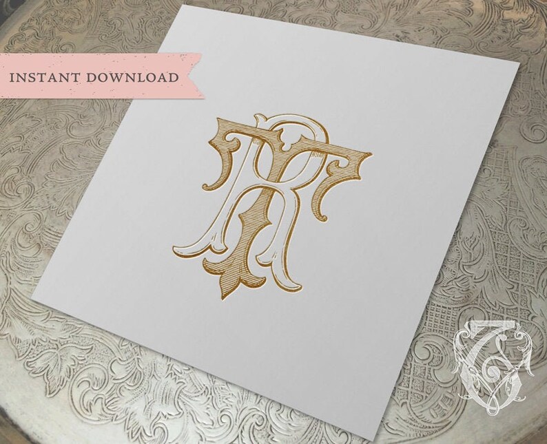 Vintage Monogram RT TR Digital Download R T - Etsy