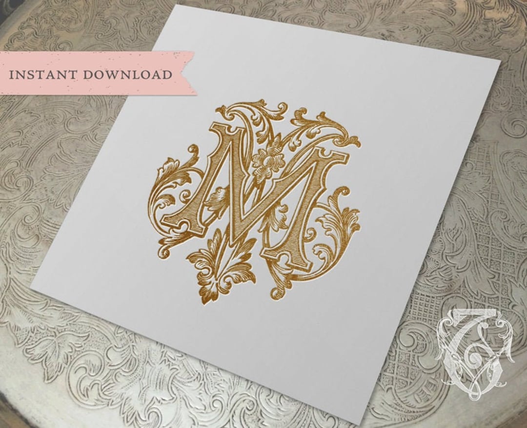 Vintage Wedding Monogram MM Digital Download Double M - Etsy