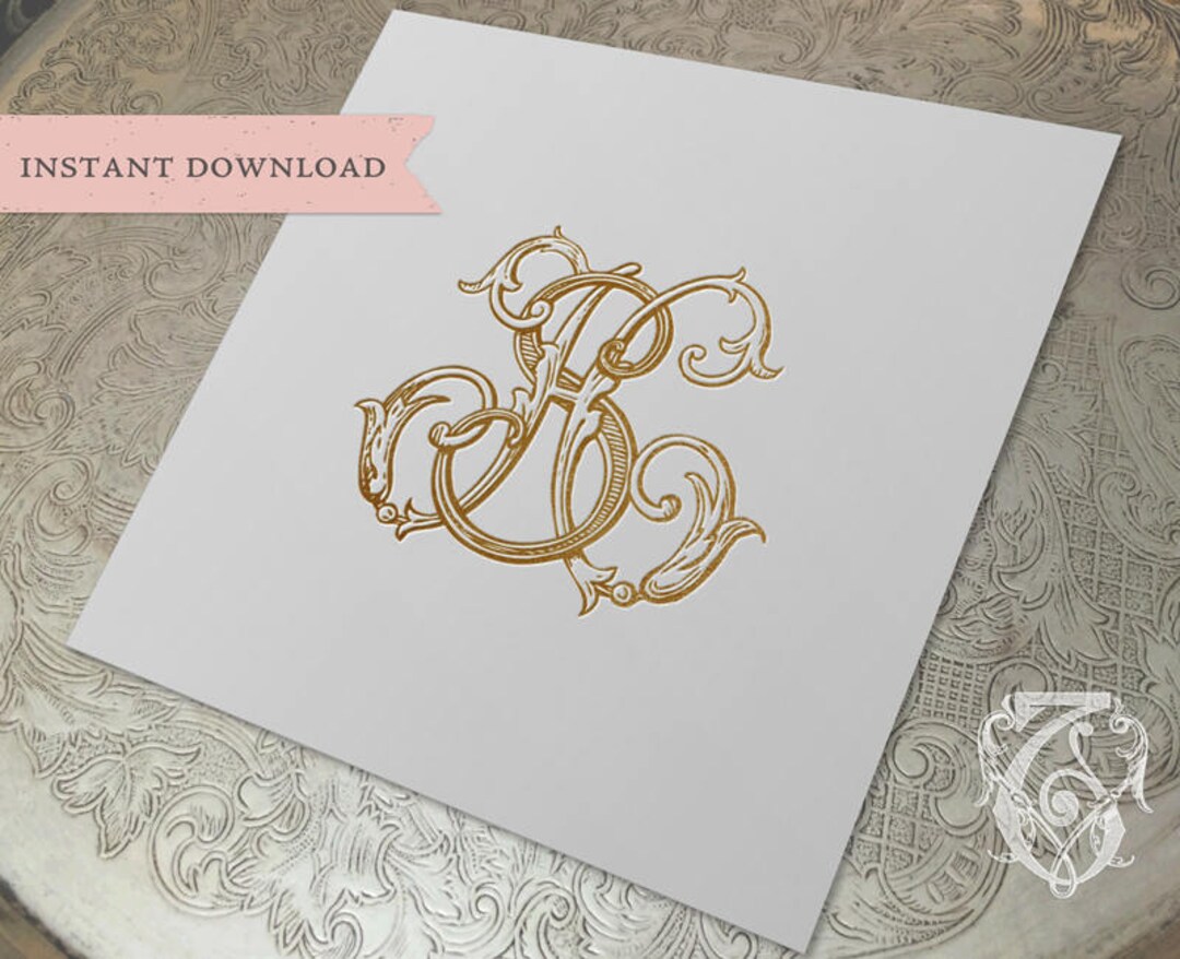Vintage Monogram SH HS Digital Download S H - Etsy