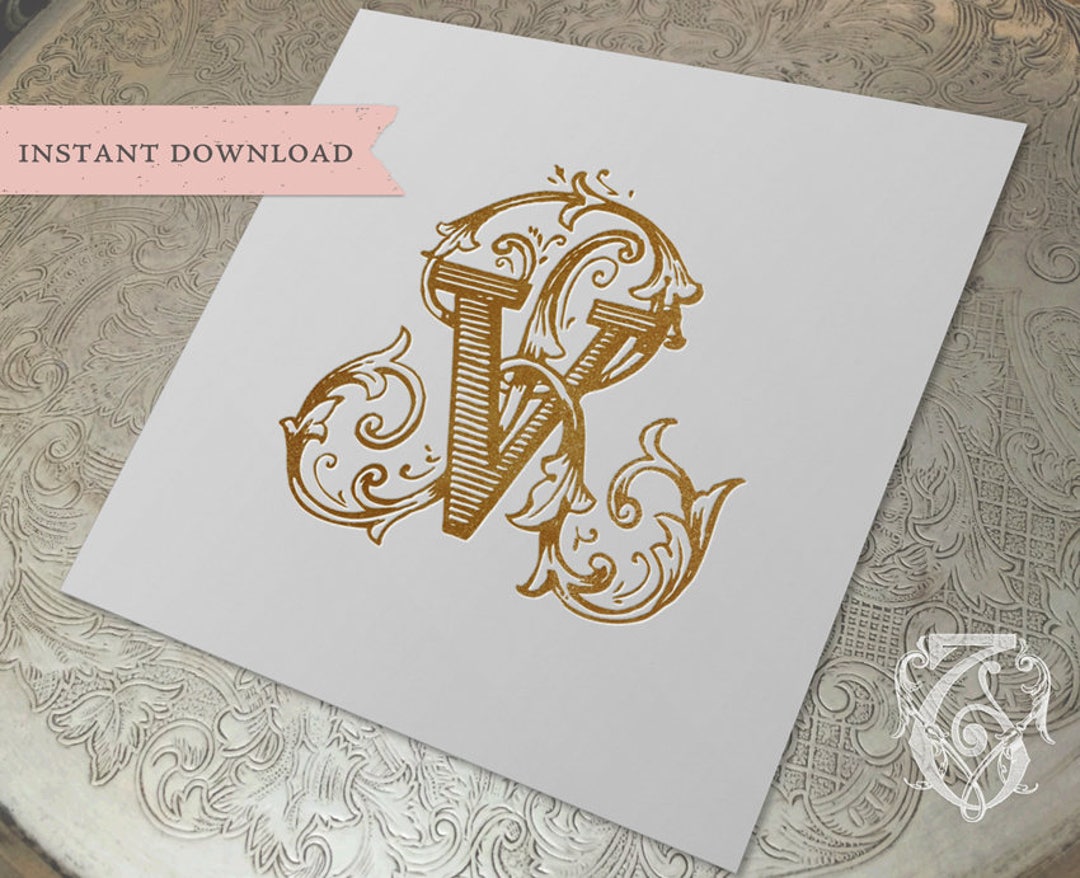 Vintage Monogram RV VR Digital Download R V - Etsy