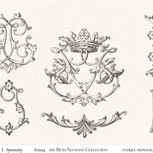 Antique Monogram Graphic Set the Beth Neumann Collection Symmetry I ...