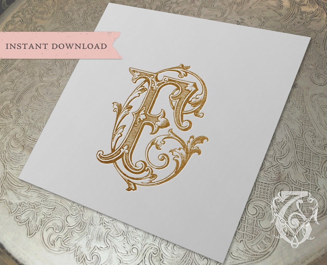 Vintage Monogram CF FC Digital Download C F - Etsy
