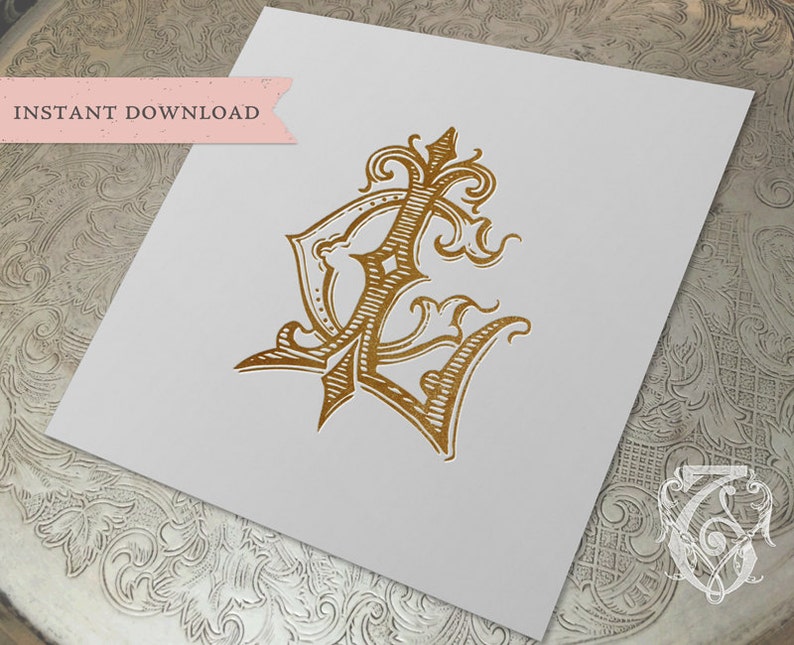 Vintage Monogram CL LC Digital Download C L - Etsy