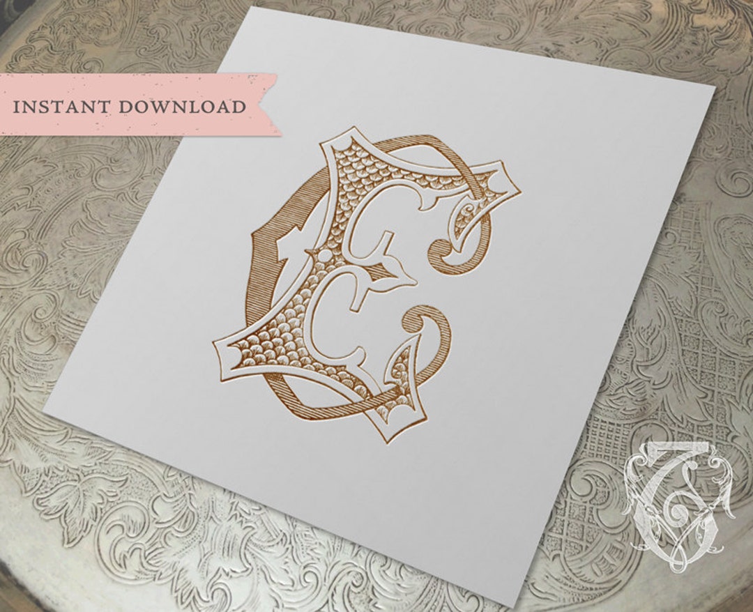 Antique French Monogram EC CE Digital Download E C - Etsy